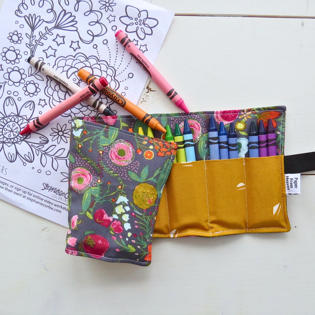 Girls Flower Crayon Holder - Mustard Floral Organizer - Children's Art ...