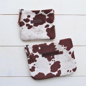Cowhide Makeup Bag Western Zip Pouch for Dairy Lover Holstein Print ...