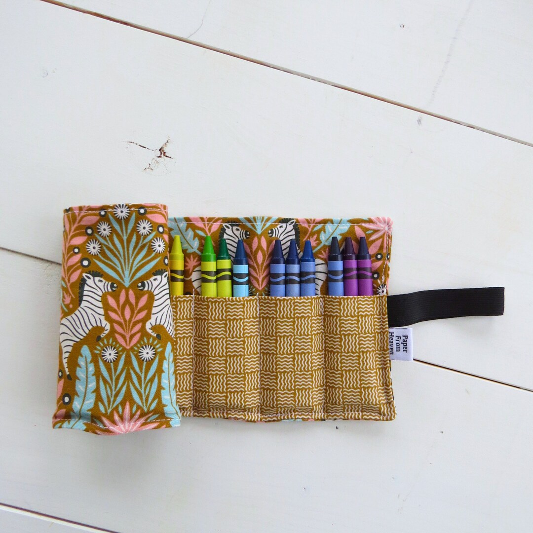 Kids Crayon Roll up • Jungle Animal Colors Holder • Zebra Kids Quiet ...