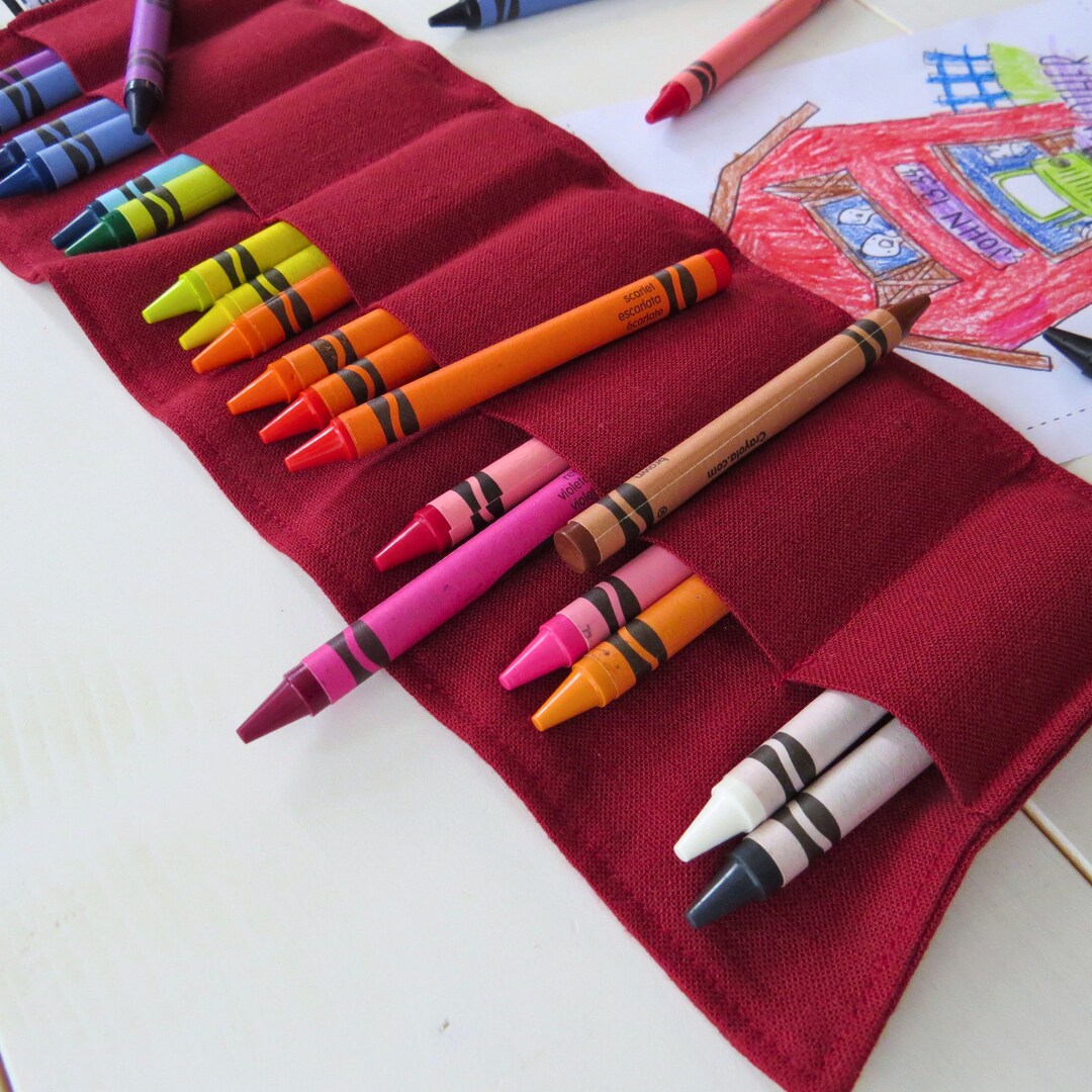 Ruby Minimalist Crayon Roll Montessori Cherry Art Supply Linen Viscos ...