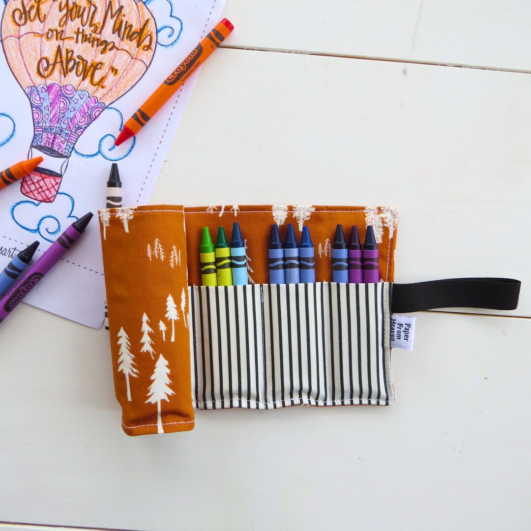 Crayon Roll - Children's Crayon Caddy - Tree-themed Art Supplies Holder ...