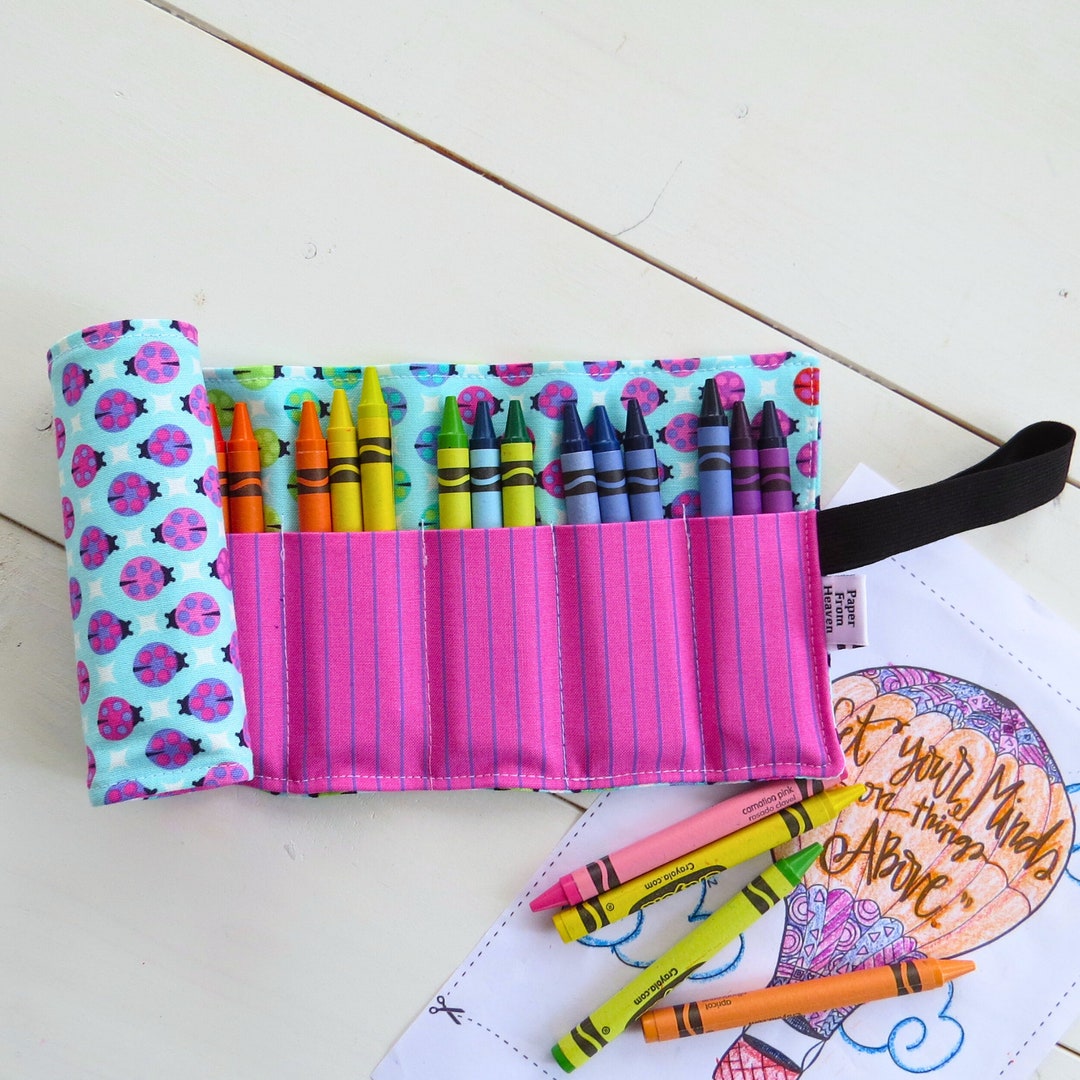 Bright Ladybug Crayon Roll - Stylish Kid Art Organizer, Aqua & Cherry ...