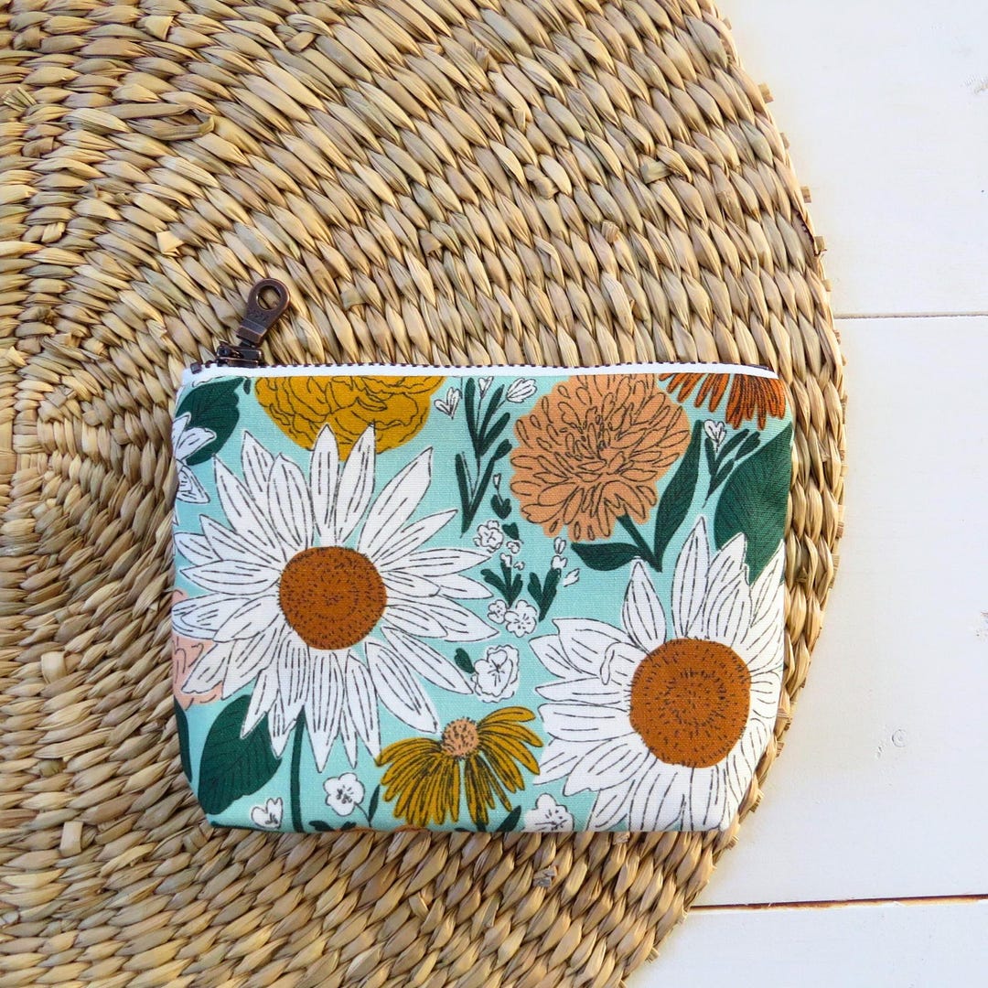 Mini Zip Bag Daisy Flower Zipper Bag Boho Floral Essential Oil Roller ...