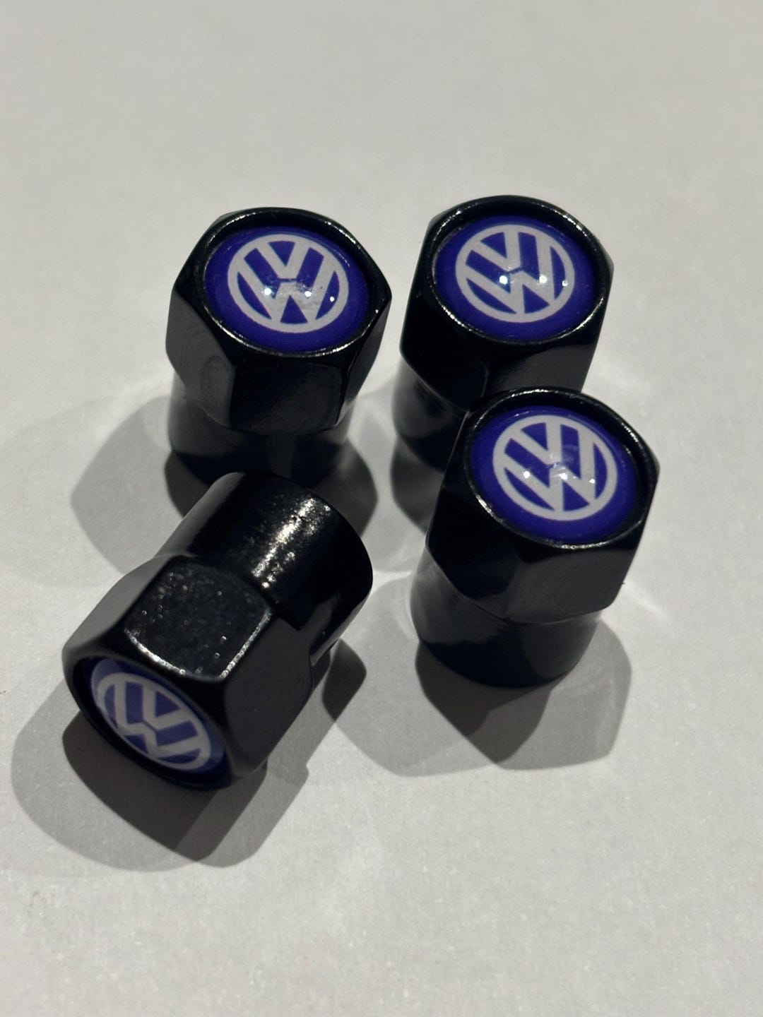 4X VW Valve Caps Wheel Tyre Air Valve Sealing Metal Dust Caps Screw Nut ...