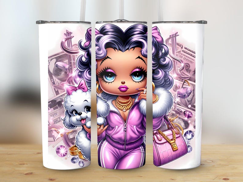 Cute Digital Art Print, Money Dolly Art With Puppy, Glamour Doll ...