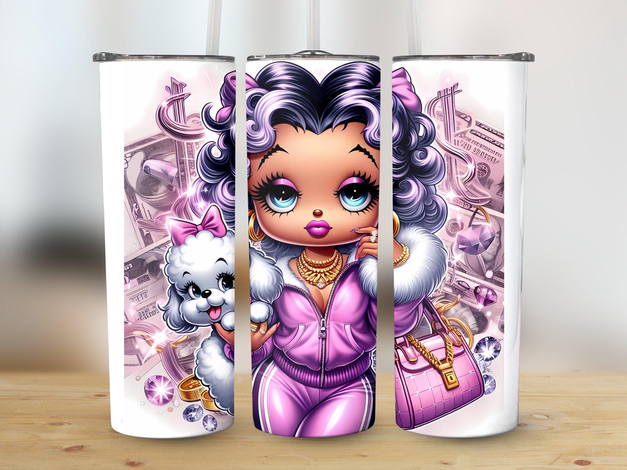 Cute Digital Art Print, Money Dolly Art With Puppy, Glamour Doll ...