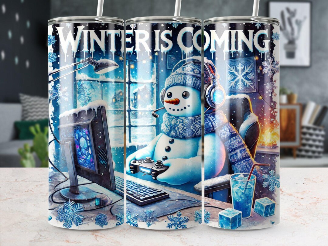 Winter Gaming Snowman Tumbler, Winter is Coming Cool Snowman Art ...