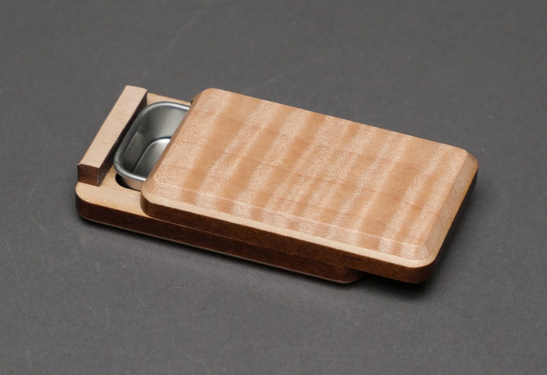 Wood and Steel Pill Box, Secure Slide Open Lid - Etsy