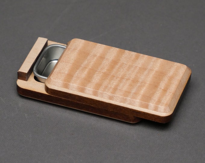Wood and Steel Pill Box, Secure Slide Open Lid - Etsy