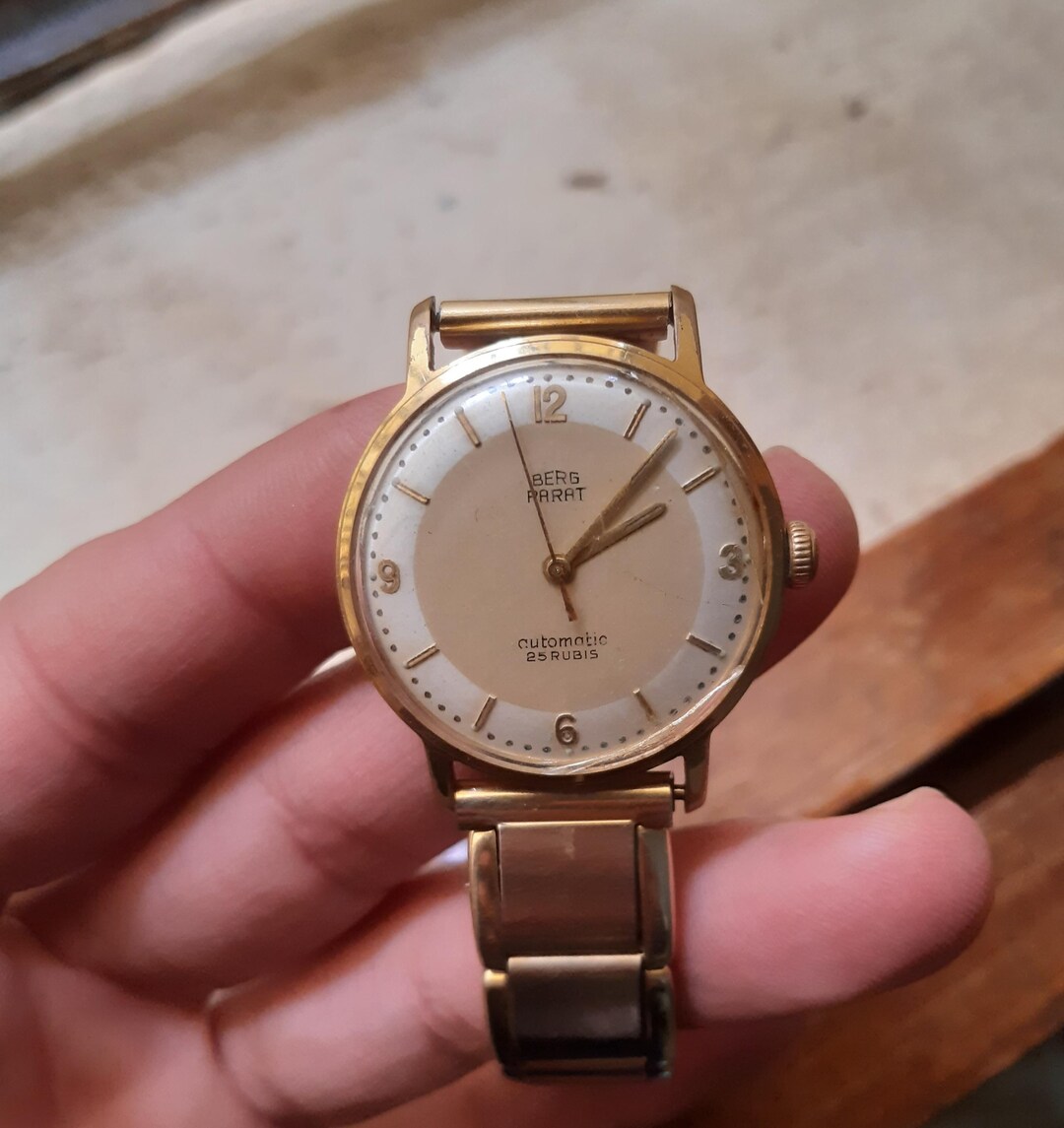 Vintage Berg Parat Men's Watch: 1960s Automatic 25 Jewels Rolled Gold ...