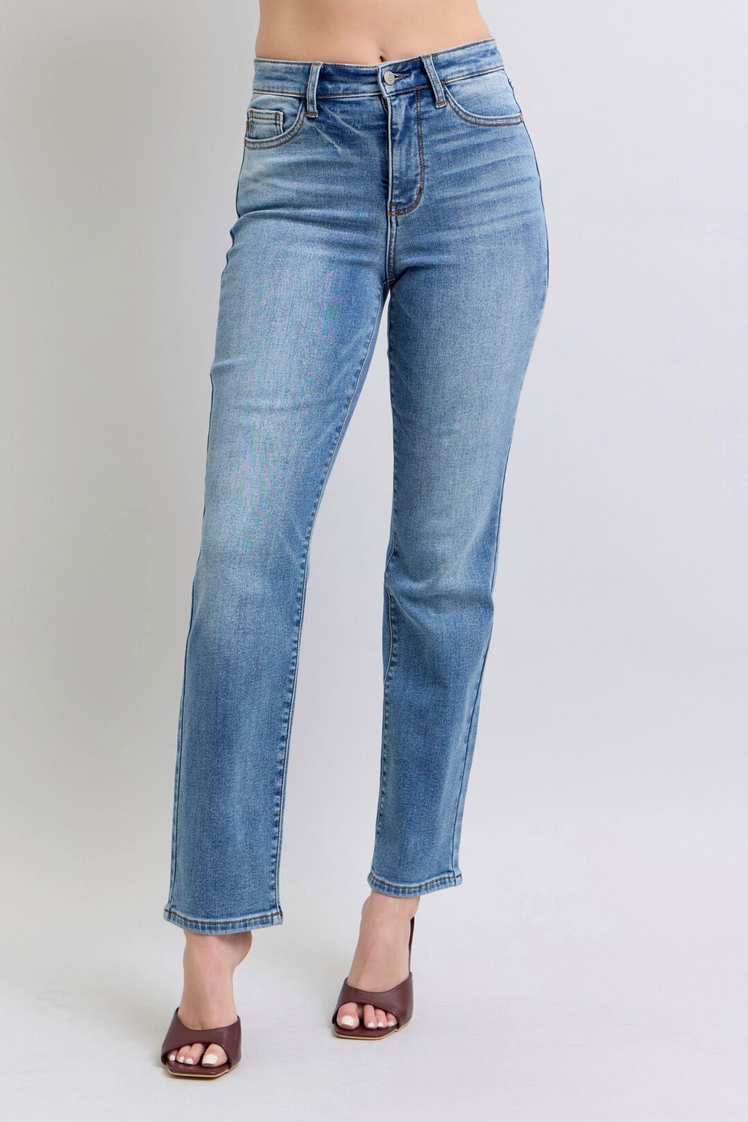 Judy Blue Full Size Run Vintage Wash Thermal Straight Jeans - Etsy