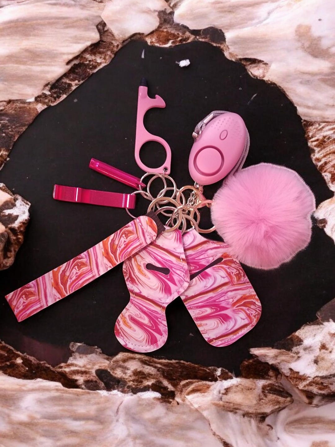 Pink Swirl SAFETY KEYCHAINS Set 8 Pcs Utility Keychain, Protection ...