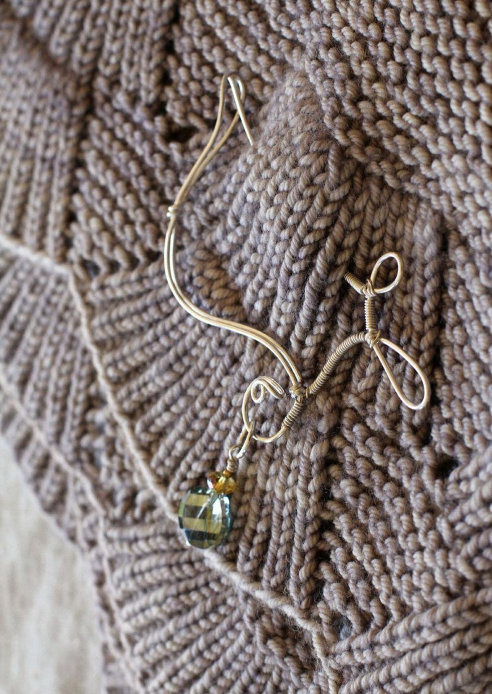 Shawl Pin for Knitters • Wool & Wire / Stitch Marker Shawl Pin • Unique ...