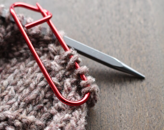 Mini Metal Stitch Holder • Knitting Tool • Lightweight Red Metal Stitch ...