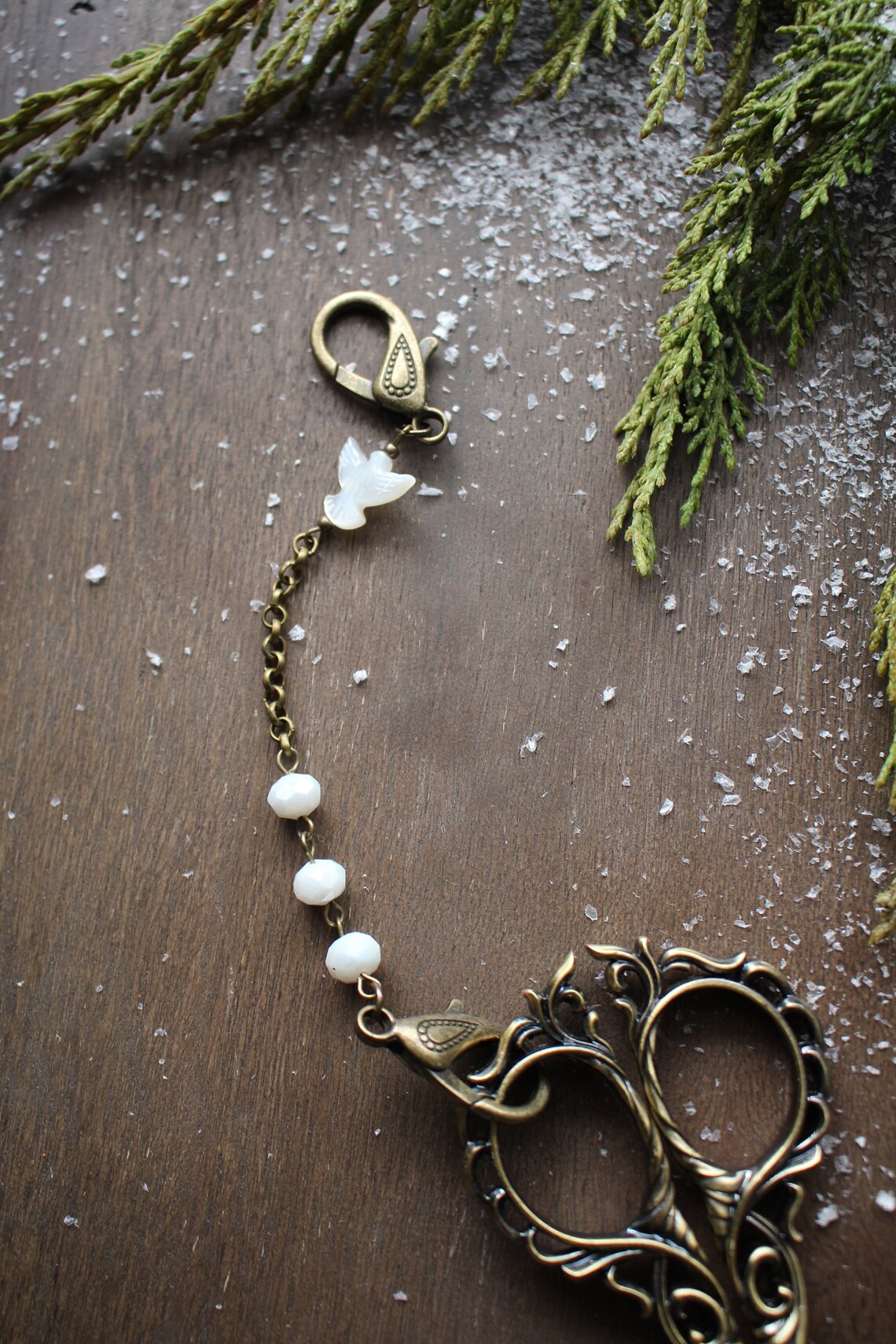 Winter Dove Scissor Chain • Elegant Accessory for Embroidery Scissors ...