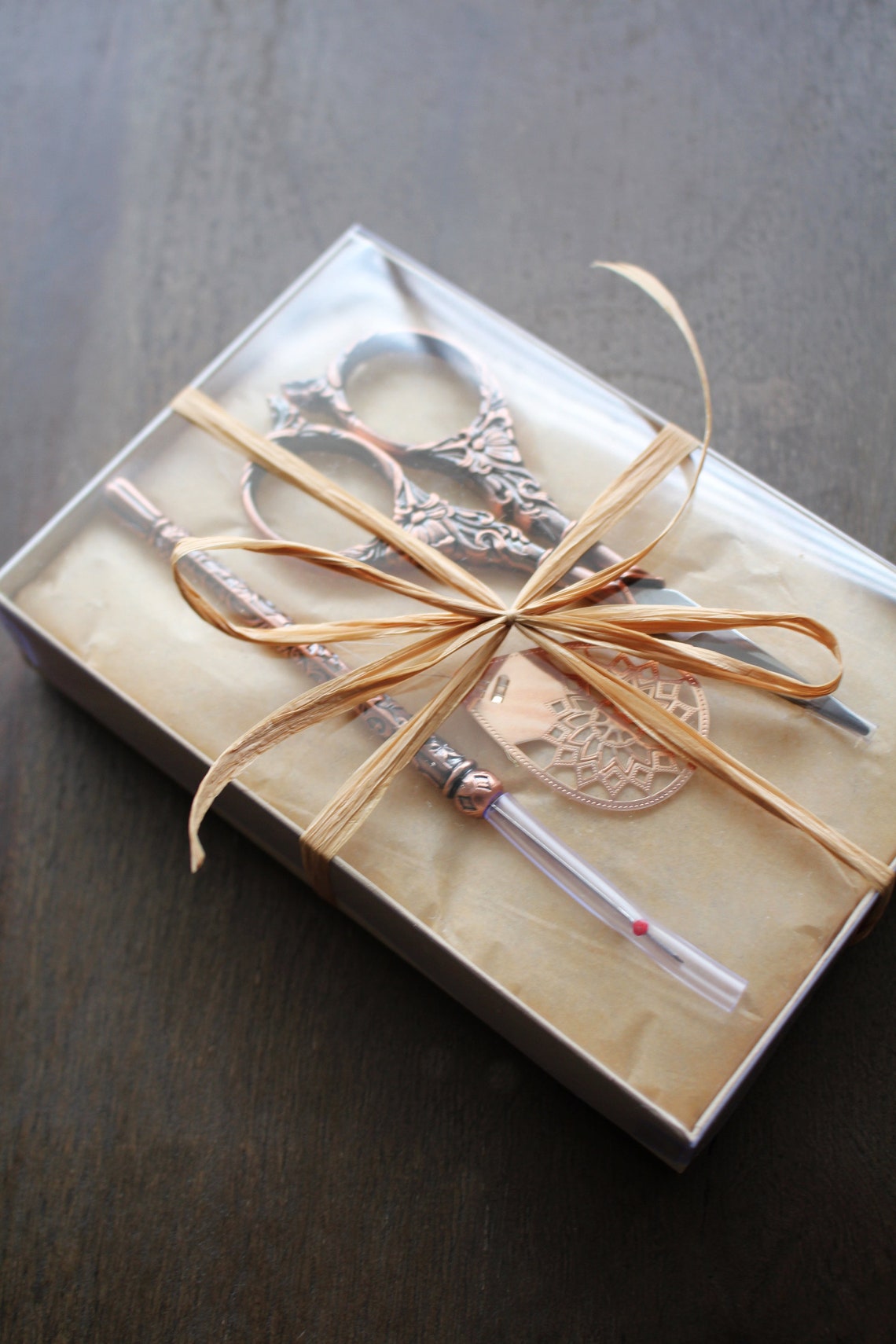 Vintage Copper Sewing Gift Set • Matching Copper Needle Threader ...