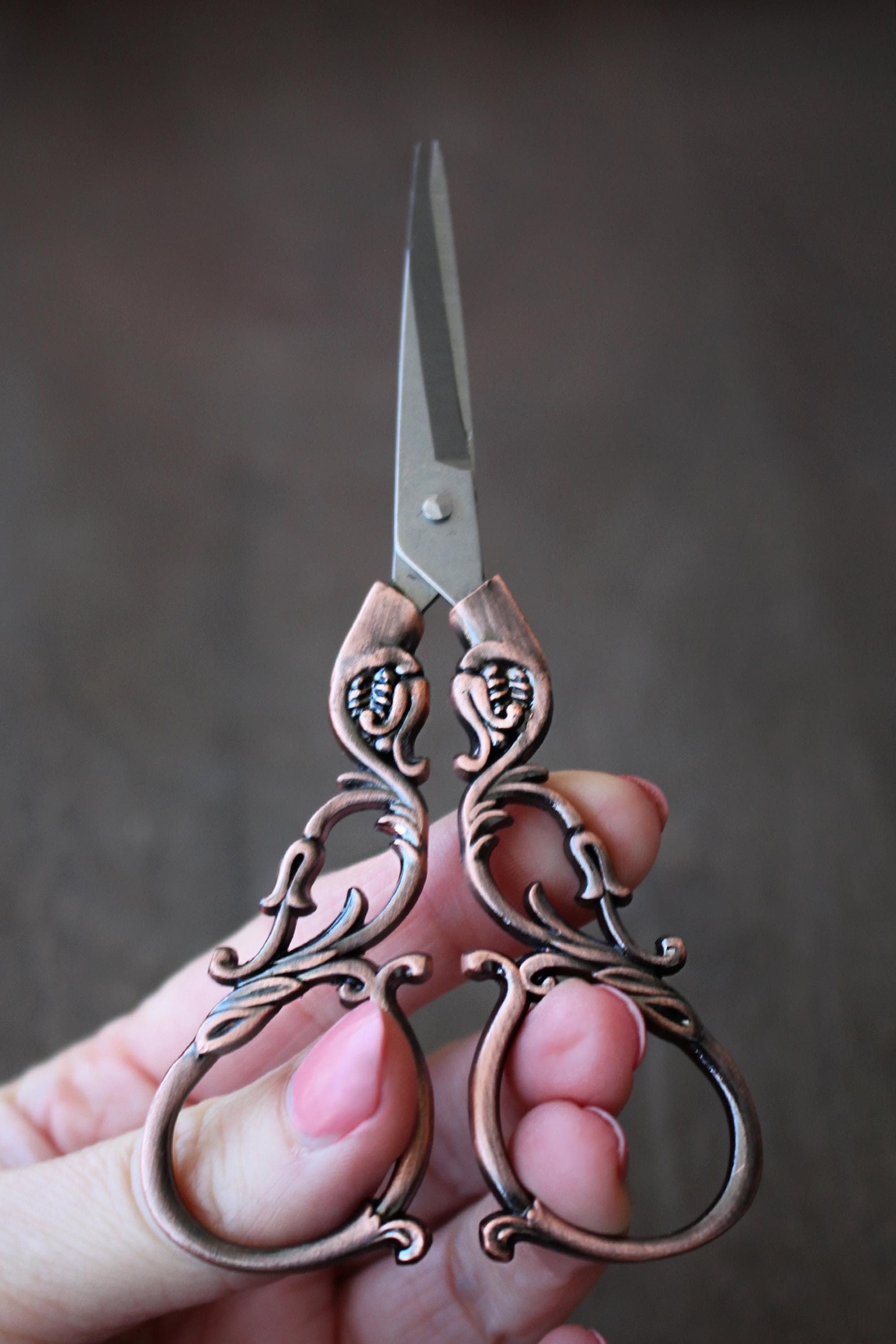 Storybook Embroidery Scissors • Antique Gold or Copper Finish • Vintage ...