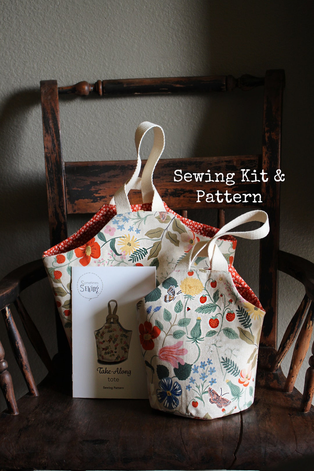 Take Along Tote Sewing DIY Kit and Pattern • Reversible Tote Bag Sewing ...