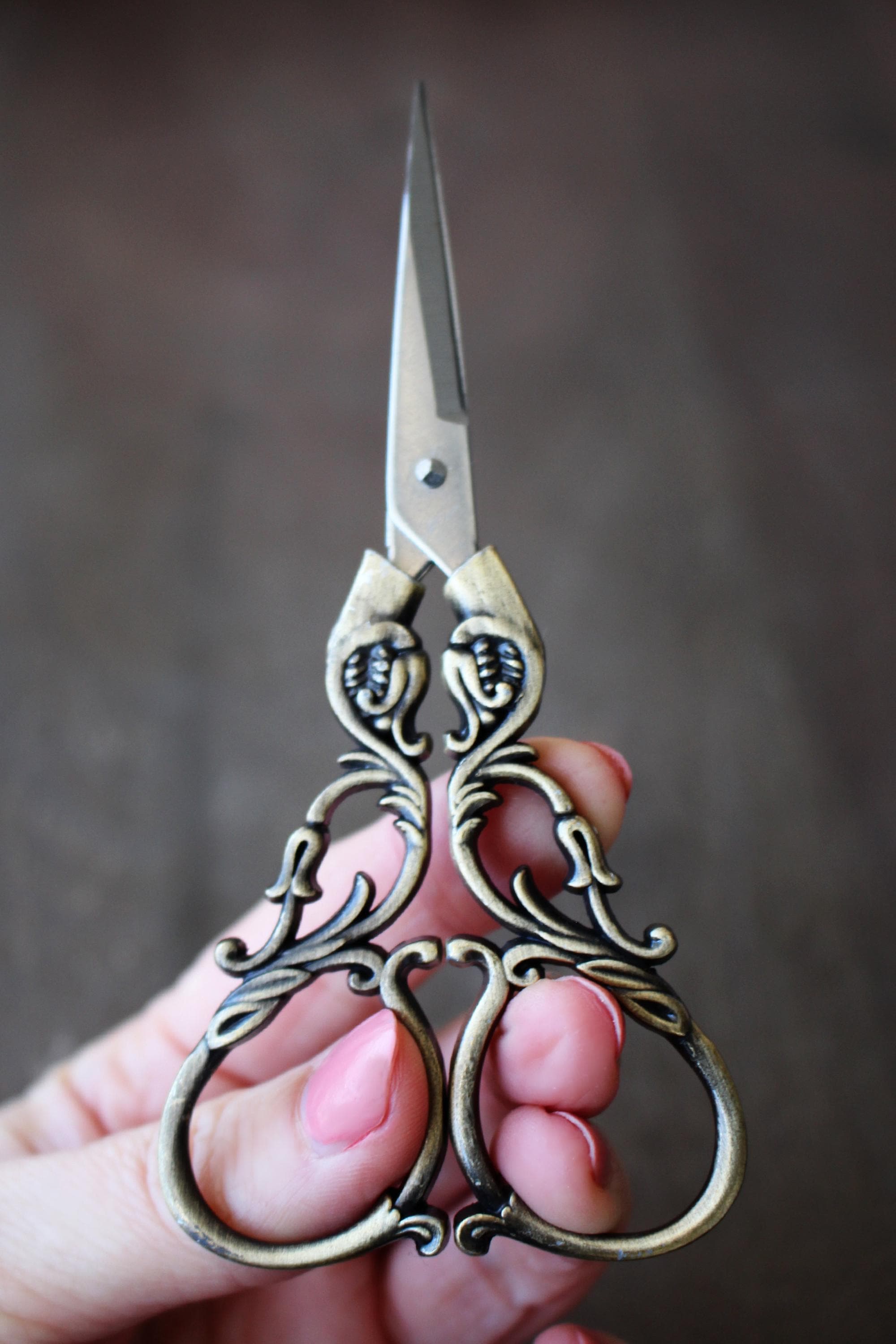 Storybook Embroidery Scissors • Antique Gold or Copper Finish • Vintage ...
