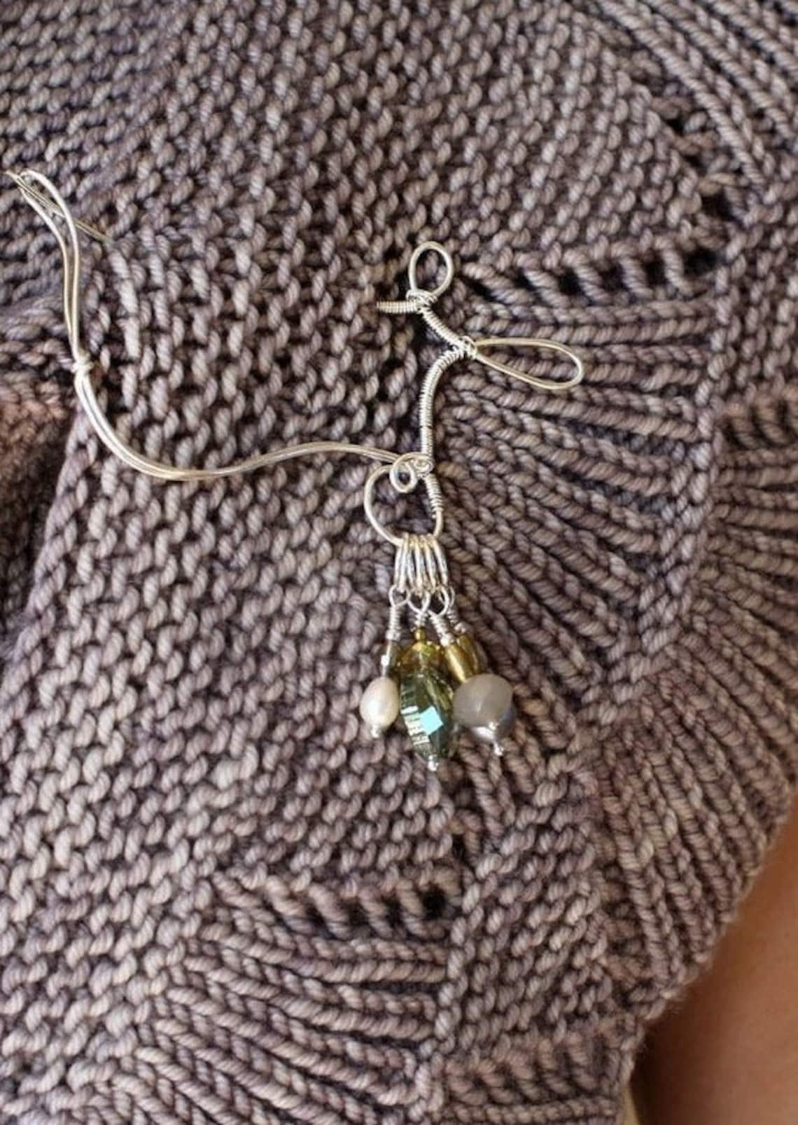 Shawl Pin for Knitters Wool & Wire / Stitch Marker Shawl Pin - Etsy