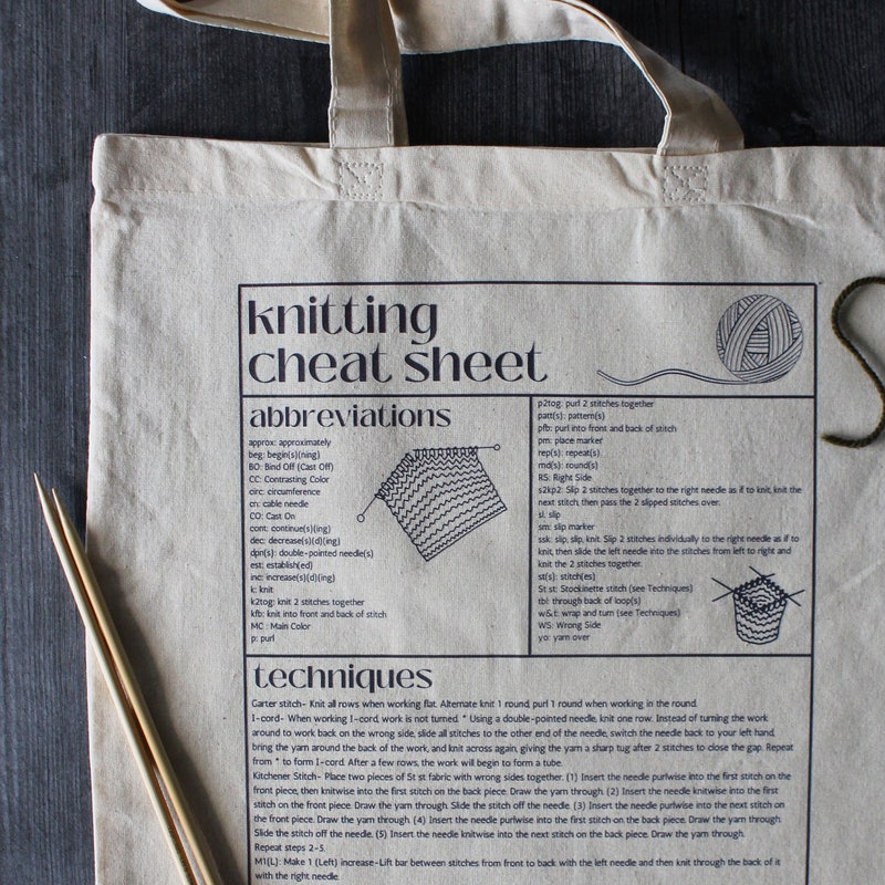 Knitting Cheat Sheet - Etsy