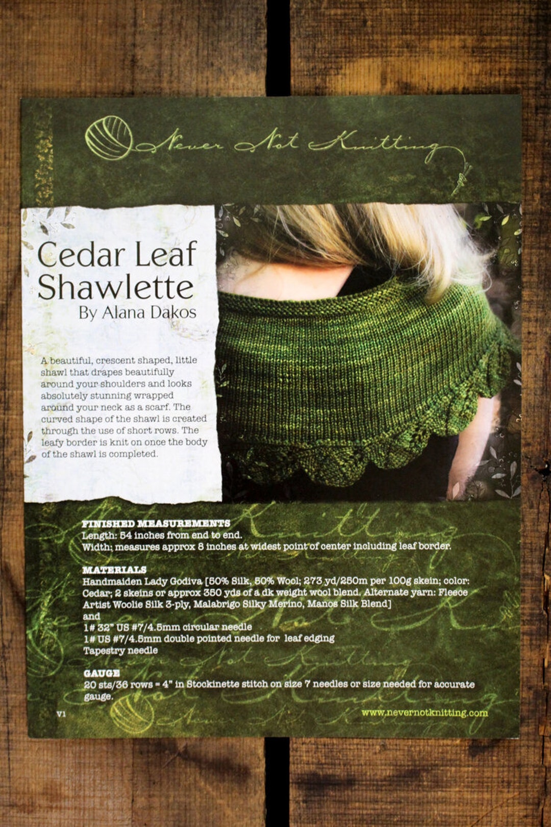 Shawlette Knitting Pattern • Cedar Leaf Shawlette Printed Knitting Pattern • Knitting Pattern ...