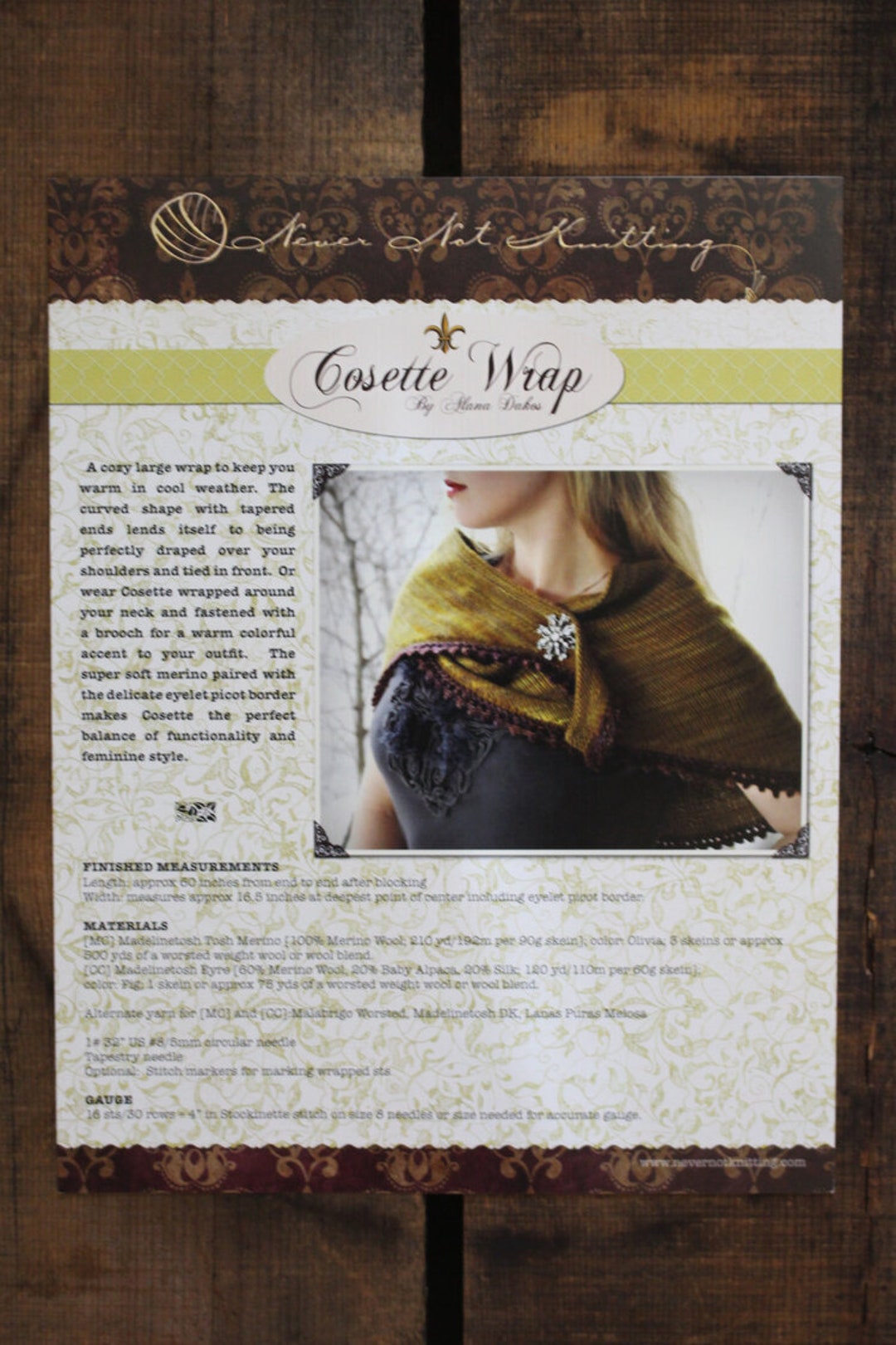 Wrap Knitting Pattern • Cosette Wrap Printed Knitting Pattern ...
