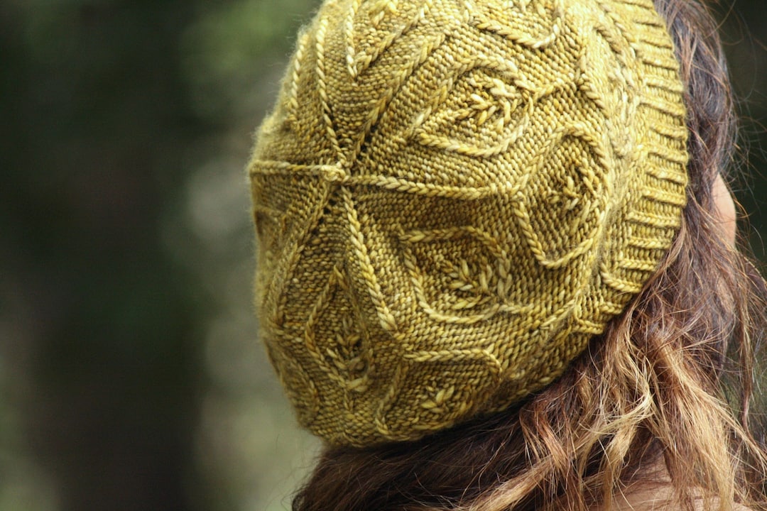 Forest Leaves Knit Beret Pattern • Pressed Leaves Hat • Intermediate Knit Pattern PDF - Etsy