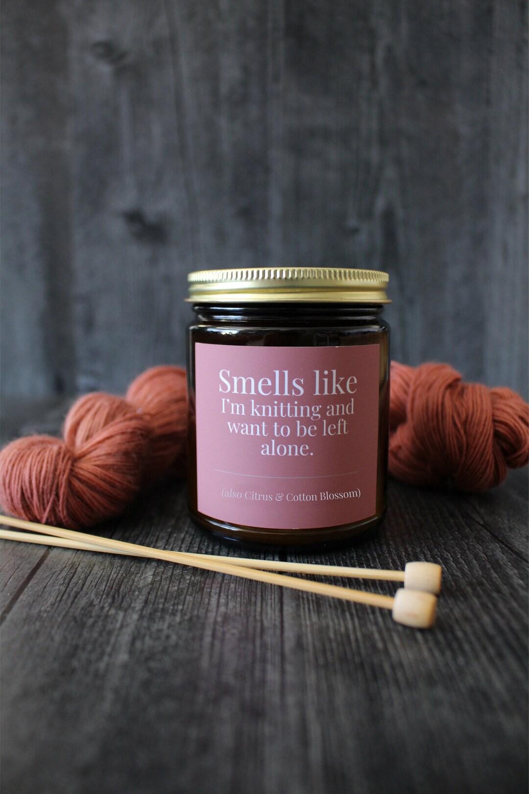 Citrus & Cotton Blossom Candle for Knitters • 9 Oz or 4 Oz Amber Glass ...