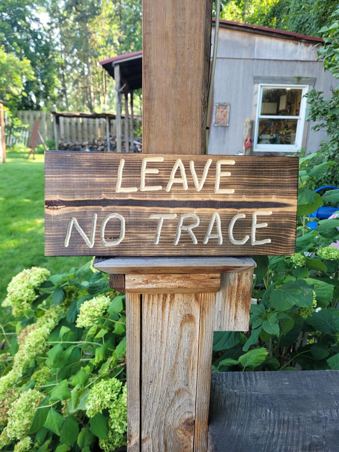 Leave No Trace Wood Sign – Rustic Flame Finished Pine Garden Decor - Etsy