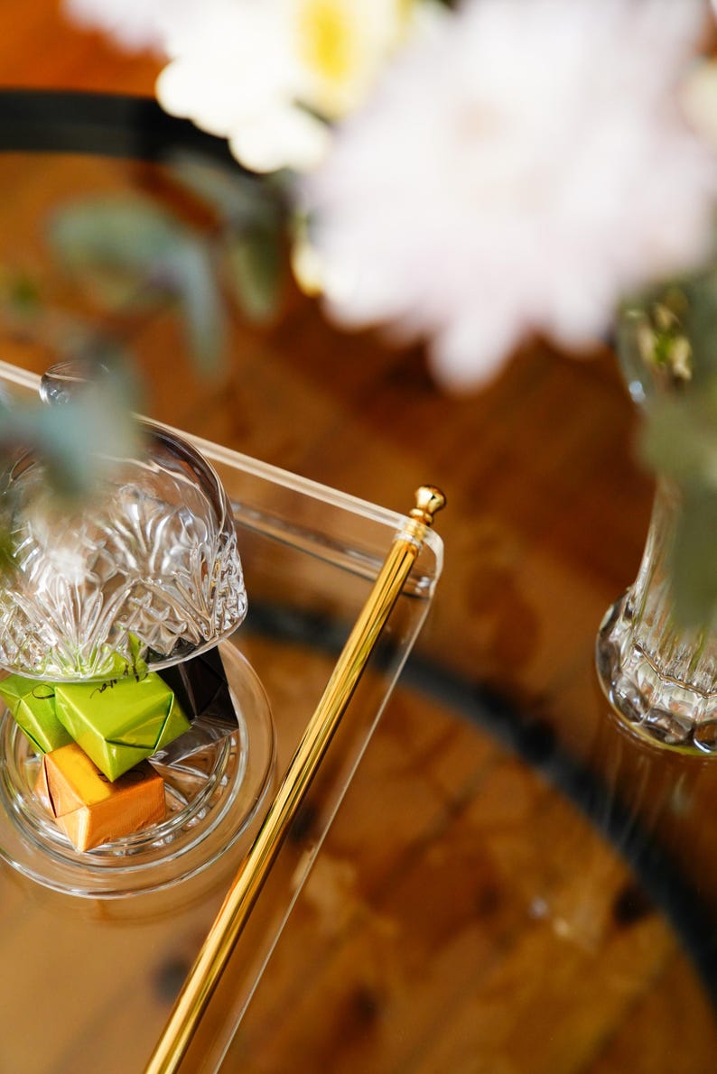 Clear Acrylic Coffee Tray - Brass Accented Plexiglass Serving Tray - Modern Lucite Decor for ...