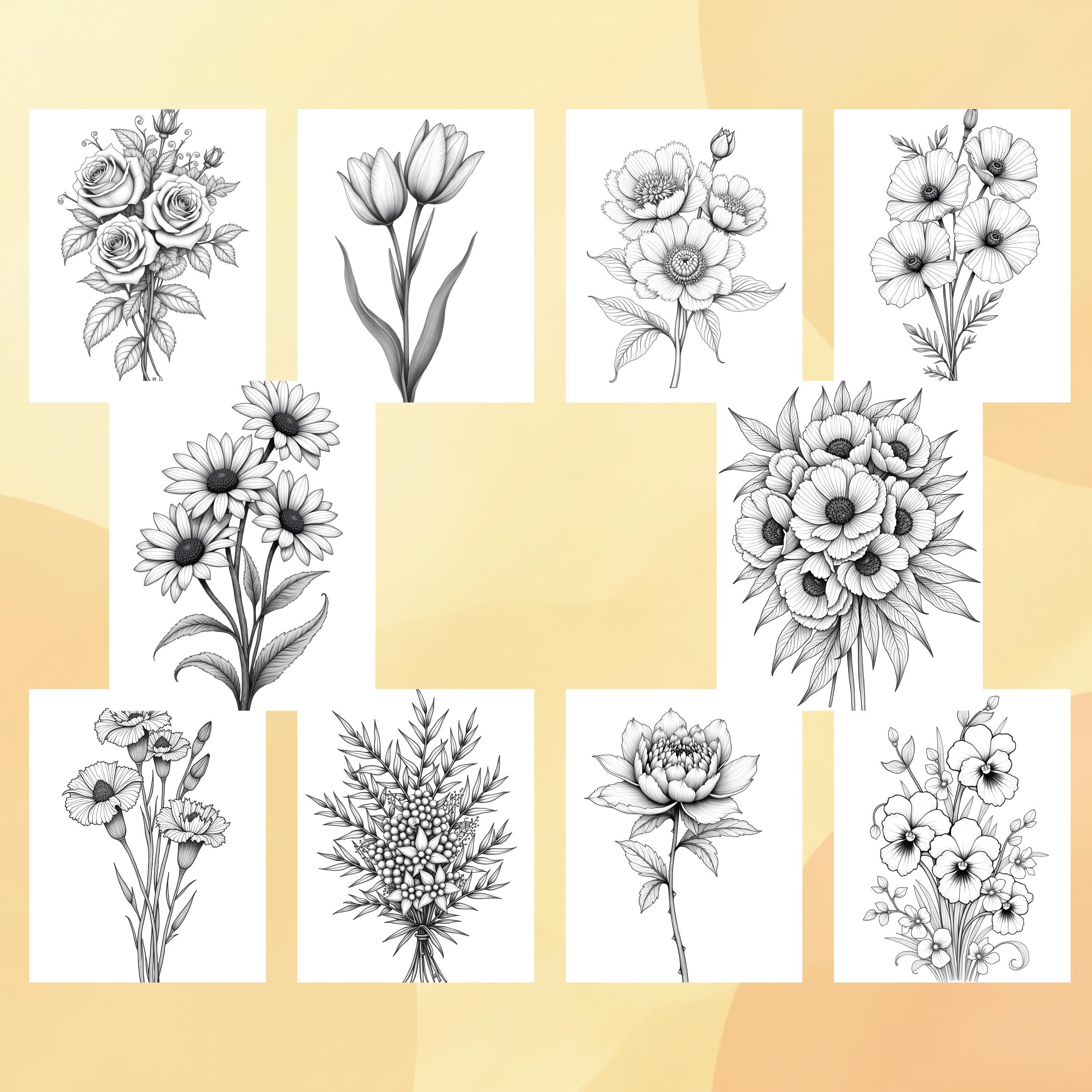 Beautiful Flowers Coloring Book, Flowers Coloring Page, Floral Designs ...