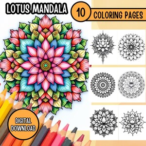 Mandala Lotus Coloring Book, Mandala Flower Coloring, Lotus Lovers ...