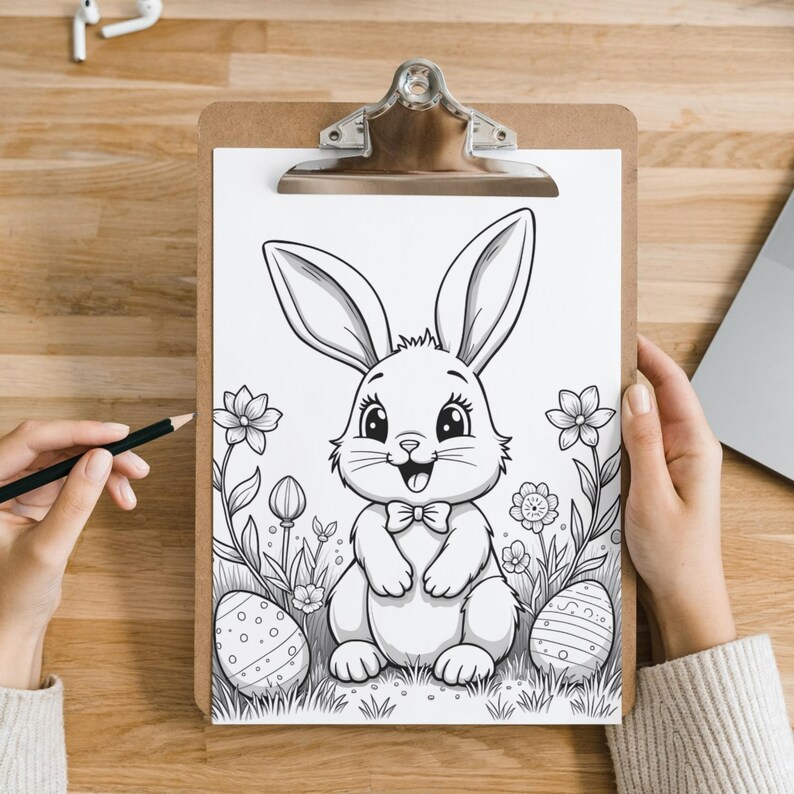 Easter Bunny Coloring Coloring Book, Spring Easter Coloring Pages, Fun ...