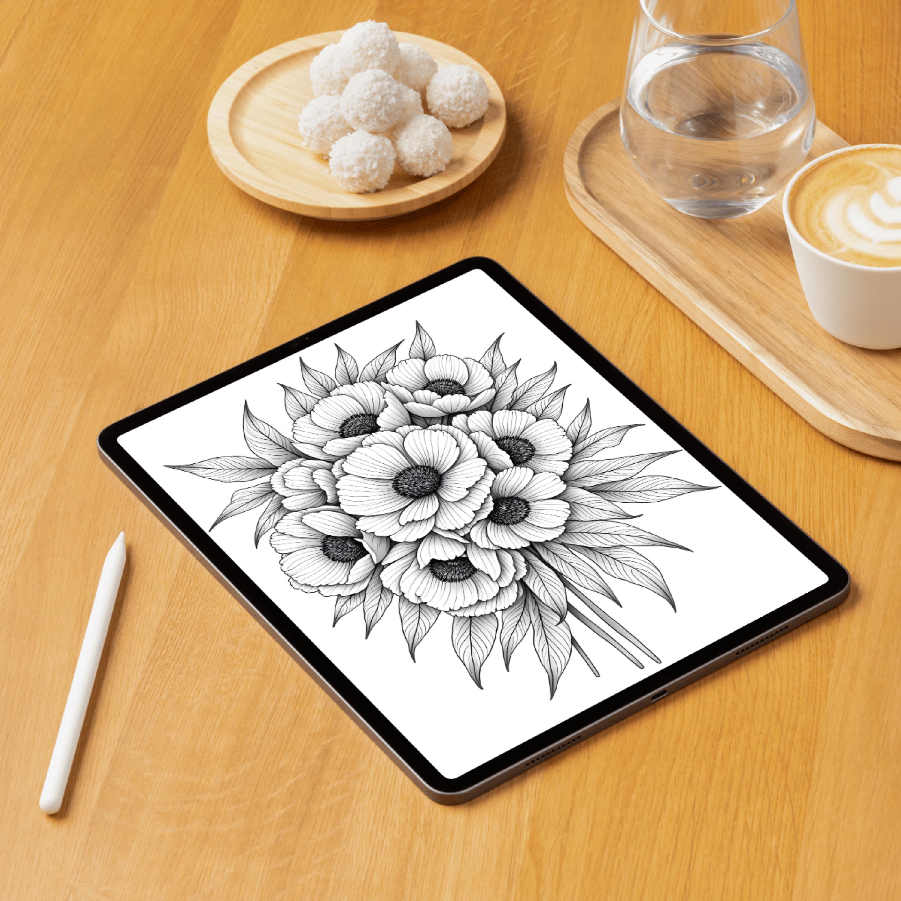 Beautiful Flowers Coloring Book, Flowers Coloring Page, Floral Designs ...