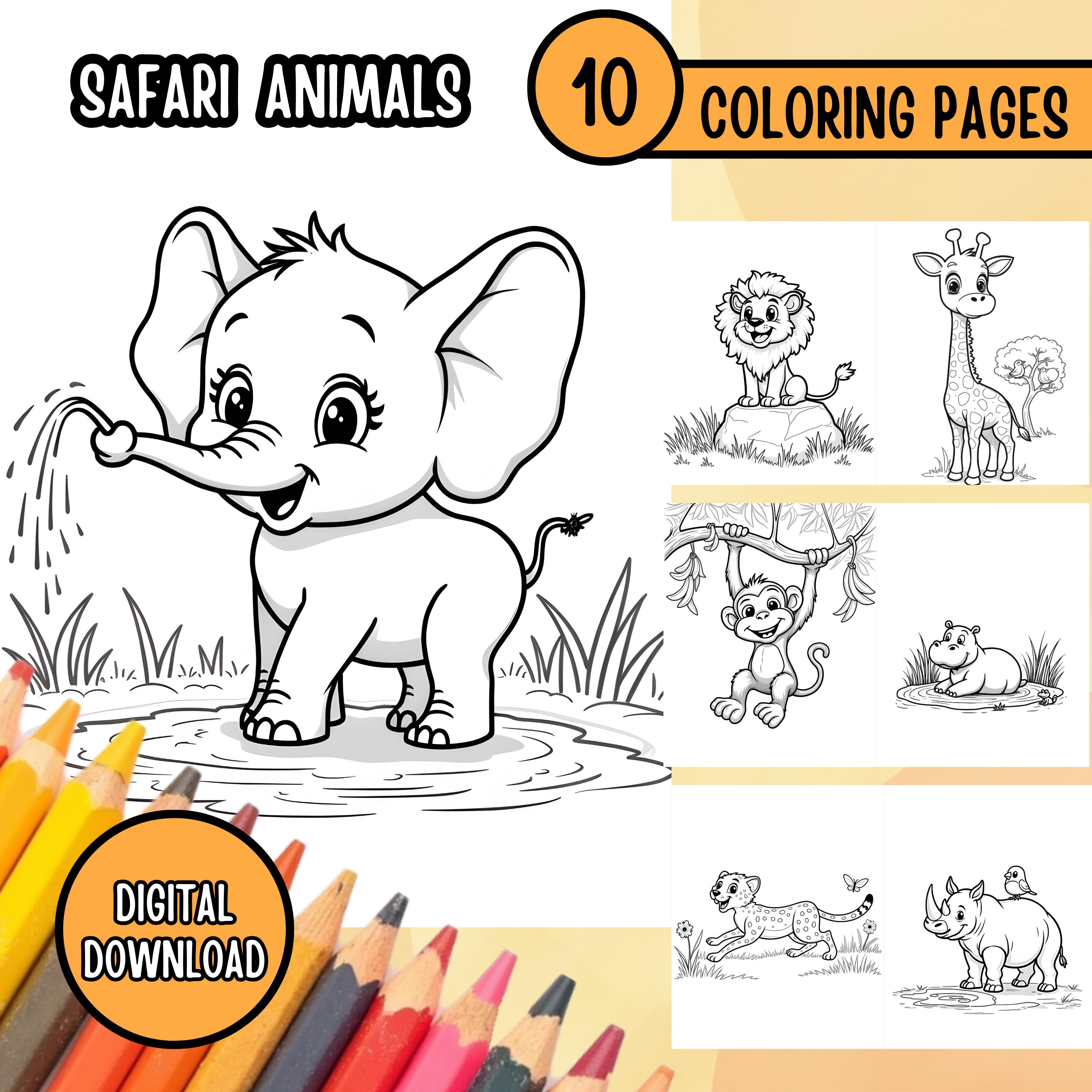 Safari Animals Coloring Book, Jungle Animals Coloring, Printable ...