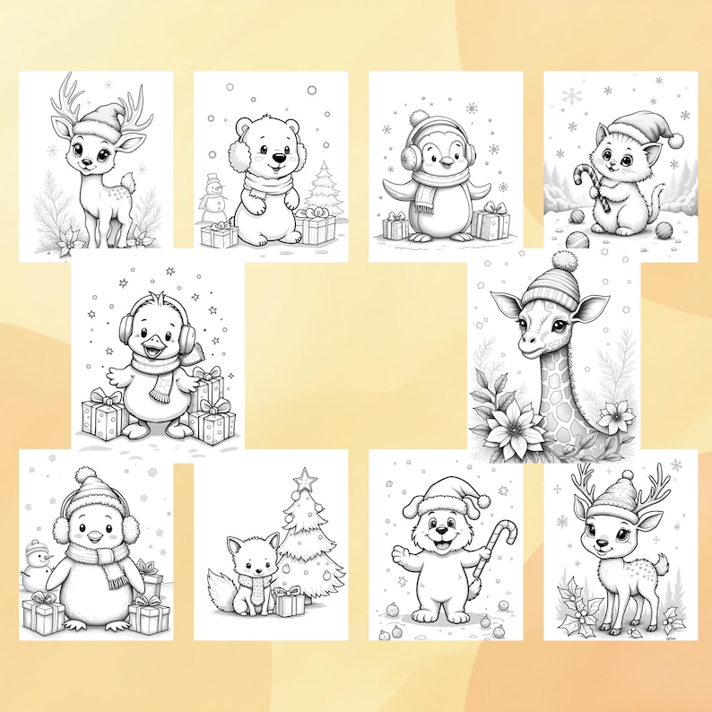 Christmas Animals Coloring Page, Cute Reindeer Printable, Cute ...