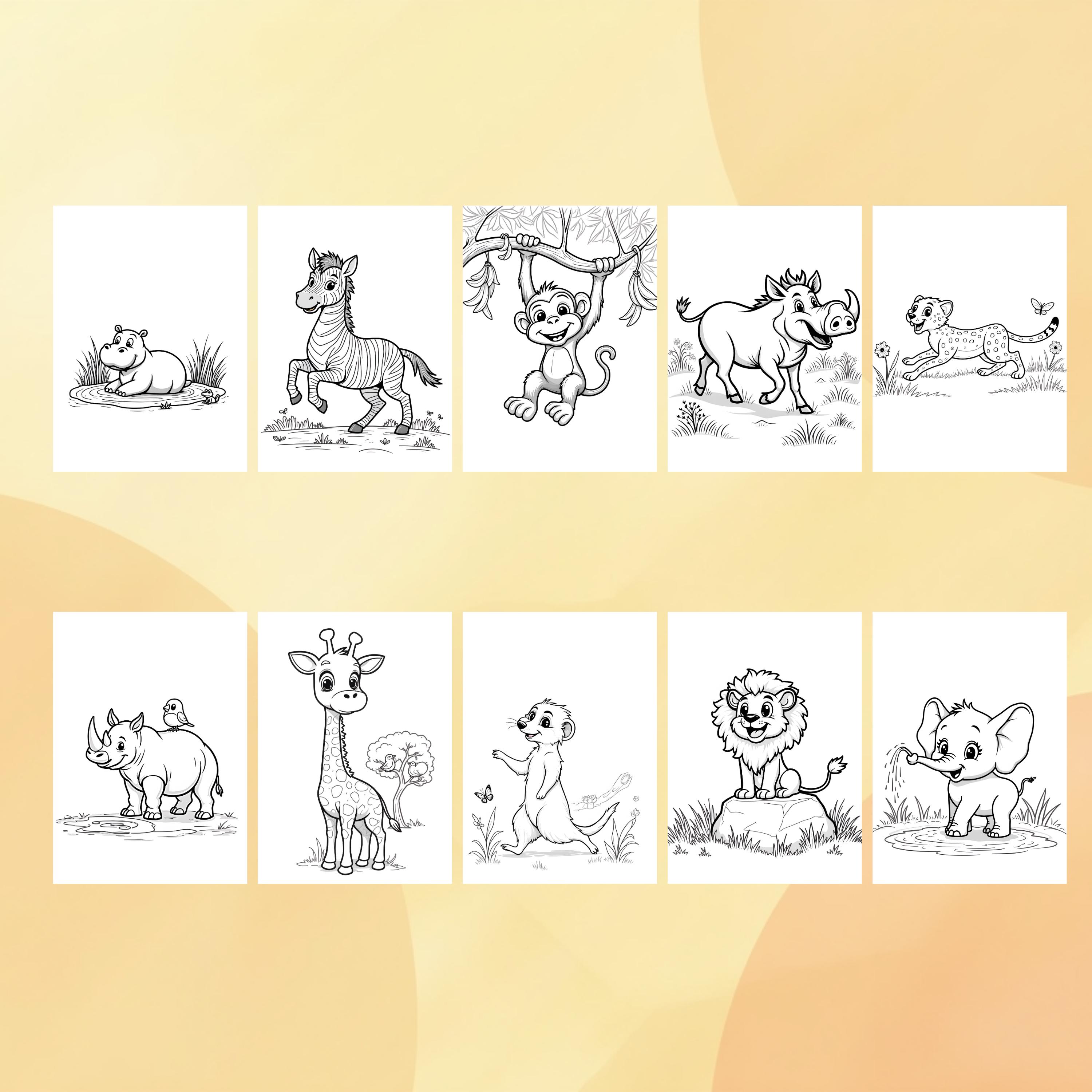 Safari Animals Coloring Book, Jungle Animals Coloring, Printable ...