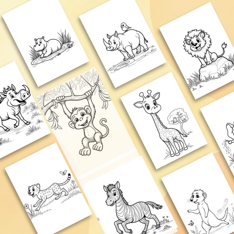 Safari Animals Coloring Book, Jungle Animals Coloring, Printable ...