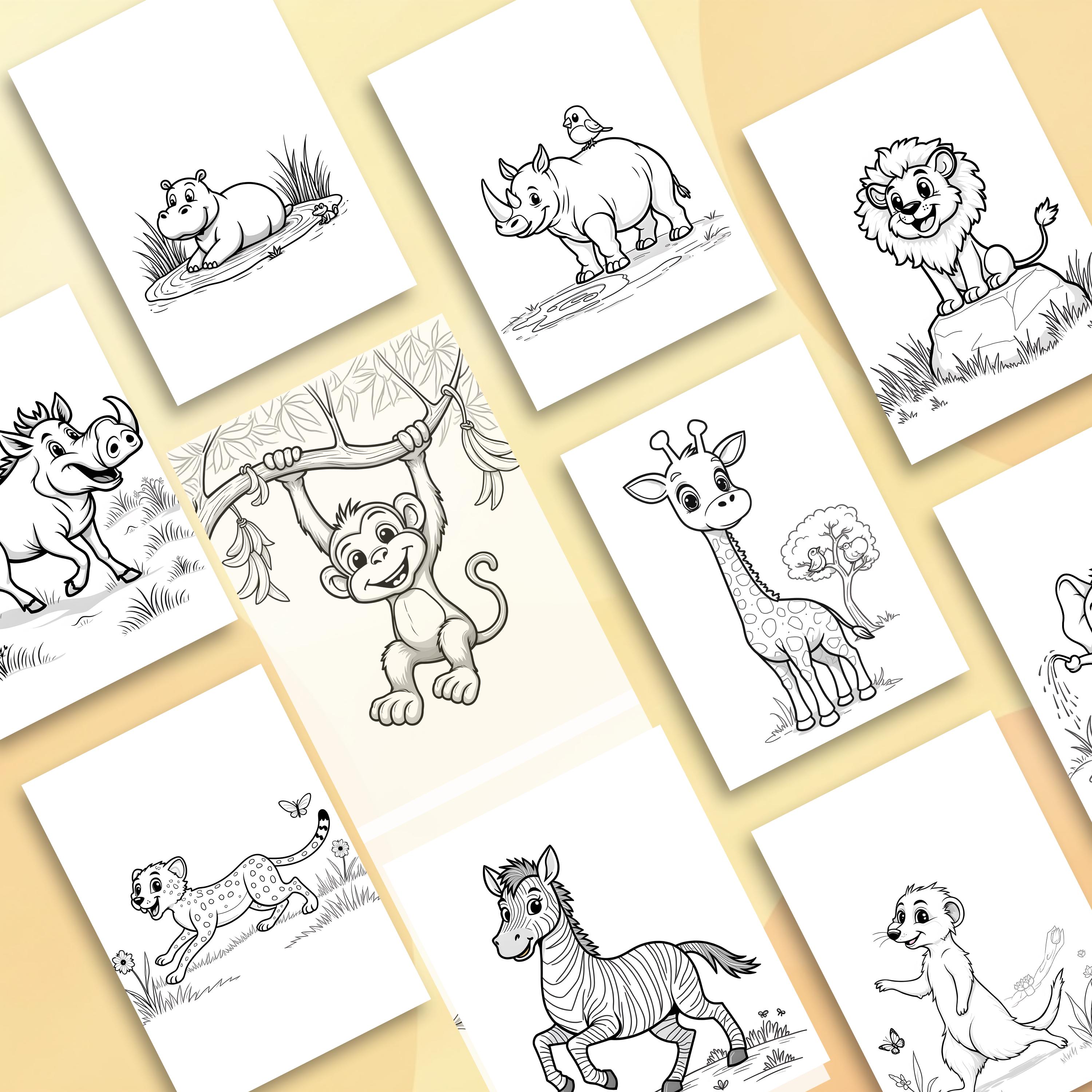 Safari Animals Coloring Book, Jungle Animals Coloring, Printable ...