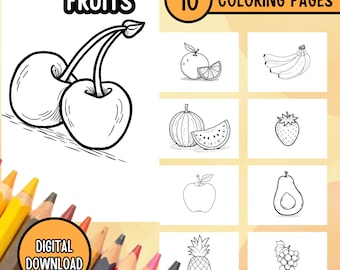 Fruit Coloring Book for Kids and Adults | Fun & Educational - Etsy