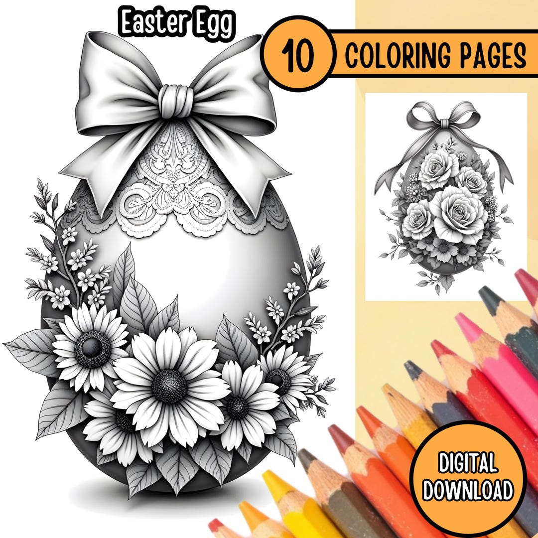 Easter Egg Coloring Book, Easter Egg Coloring Pages, Spring Egg ...
