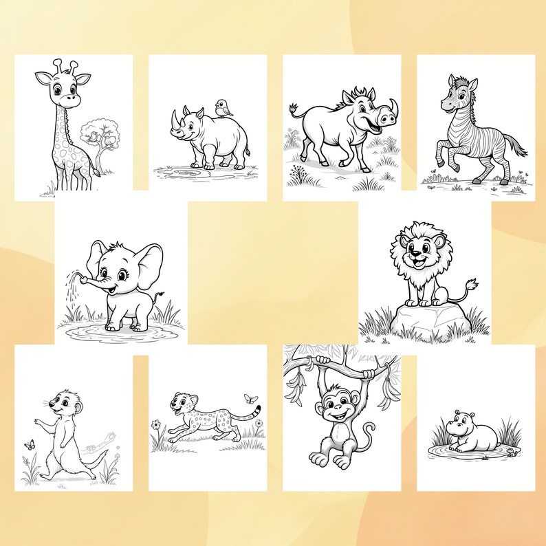 Safari Animals Coloring Book, Jungle Animals Coloring, Printable ...