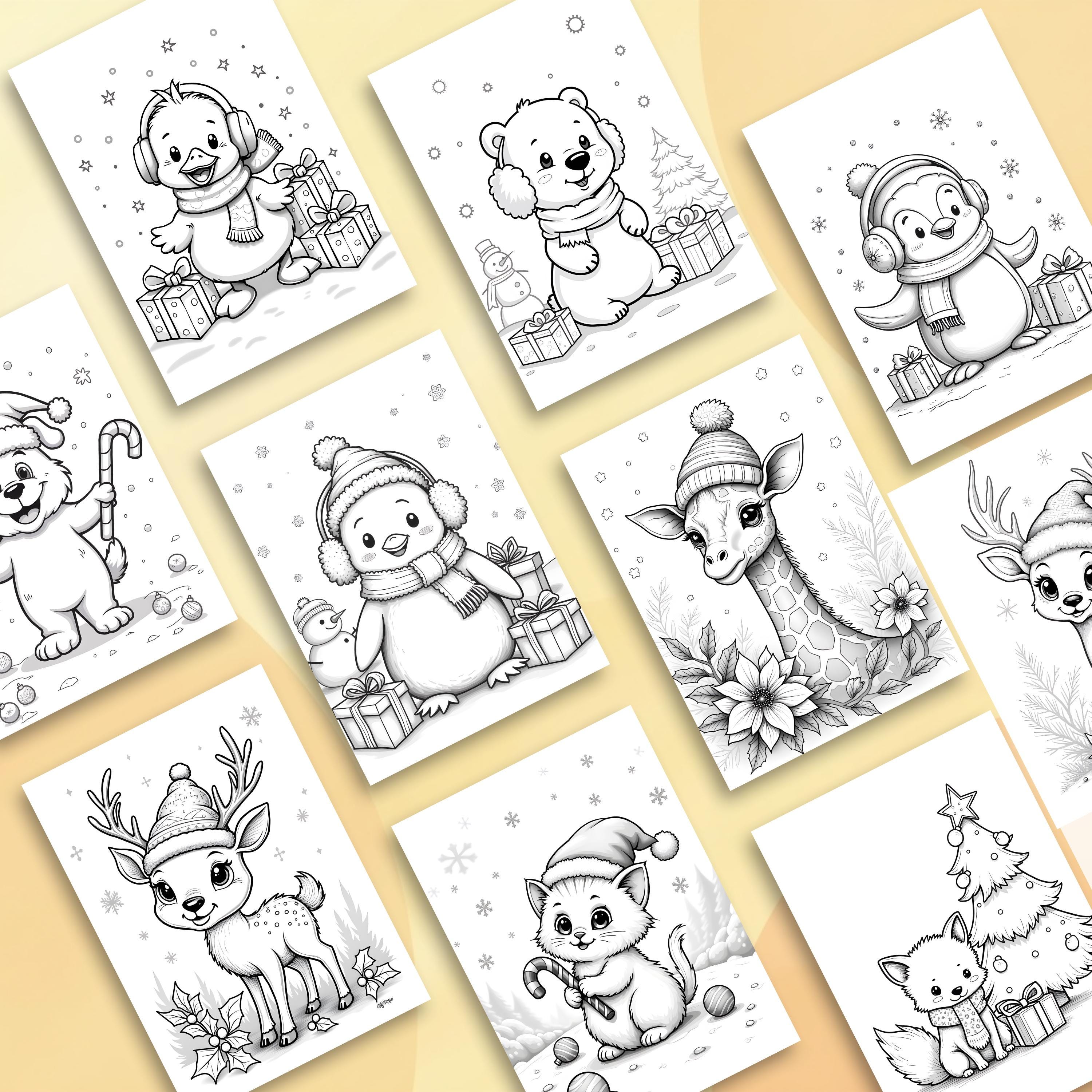 Christmas Animals Coloring Page, Cute Reindeer Printable, Cute ...