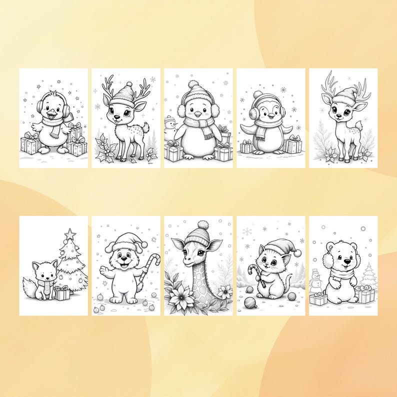 Christmas Animals Coloring Page, Cute Reindeer Printable, Cute ...