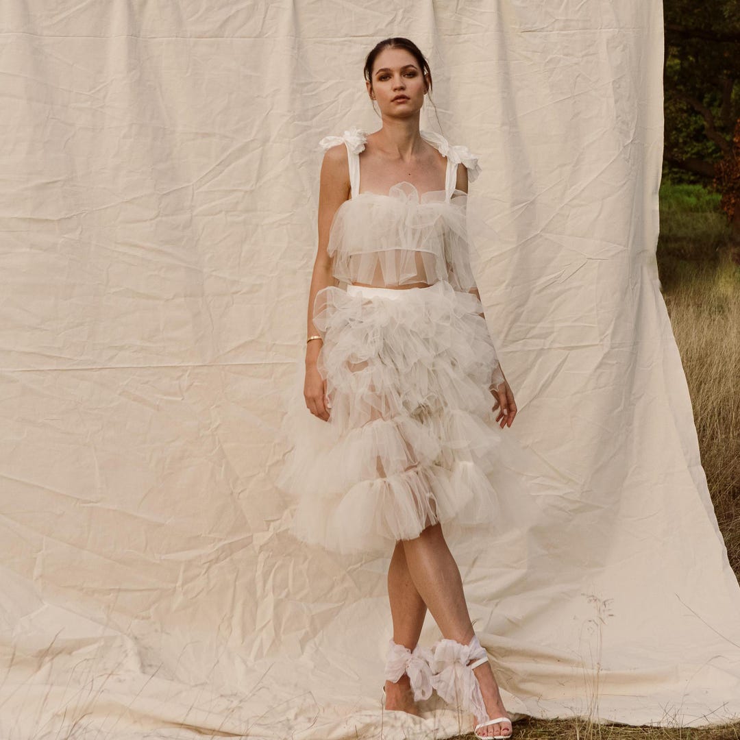 Ruffle Wedding Two Piece,ruffle Skirt, Second Dress ,brides Dress ...