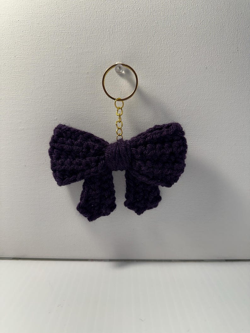 Large Crochet Bow Keychain | Baby Blue , Light Pink & Dark Purple - Etsy