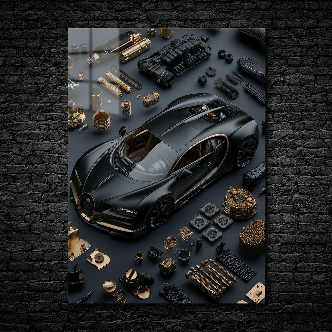 Mechanical Symphony: Bugatti Chiron in Pieces - Metal Print - Etsy