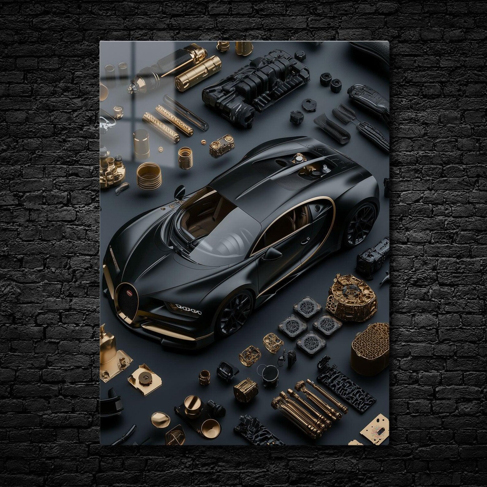 Mechanical Symphony: Bugatti Chiron in Pieces - Metal Print - Etsy