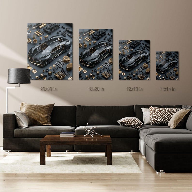 Mechanical Symphony: Bugatti Chiron in Pieces - Metal Print - Etsy